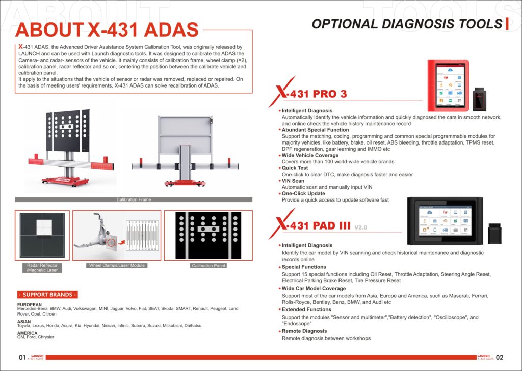 Calibration of sensor and radar systems on cars - Launch X431 ADAS